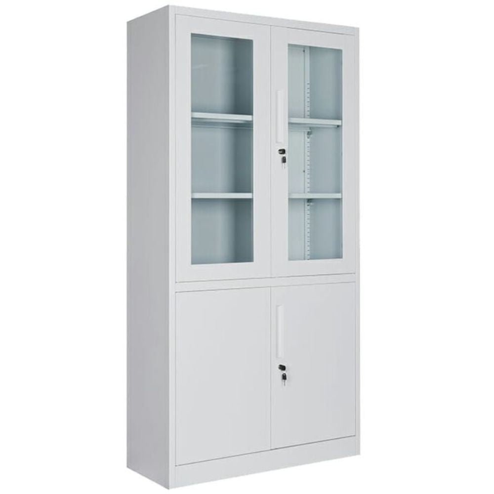 Gabinete para Oficina - OFIK 1082 MC - Blanco - Puertas de cristal y 4 ...