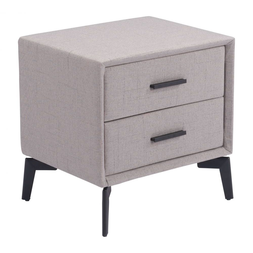 Mesa Auxiliar para Habitación | 51 cm | 2 Cajones | Gris | Terciopelo ...